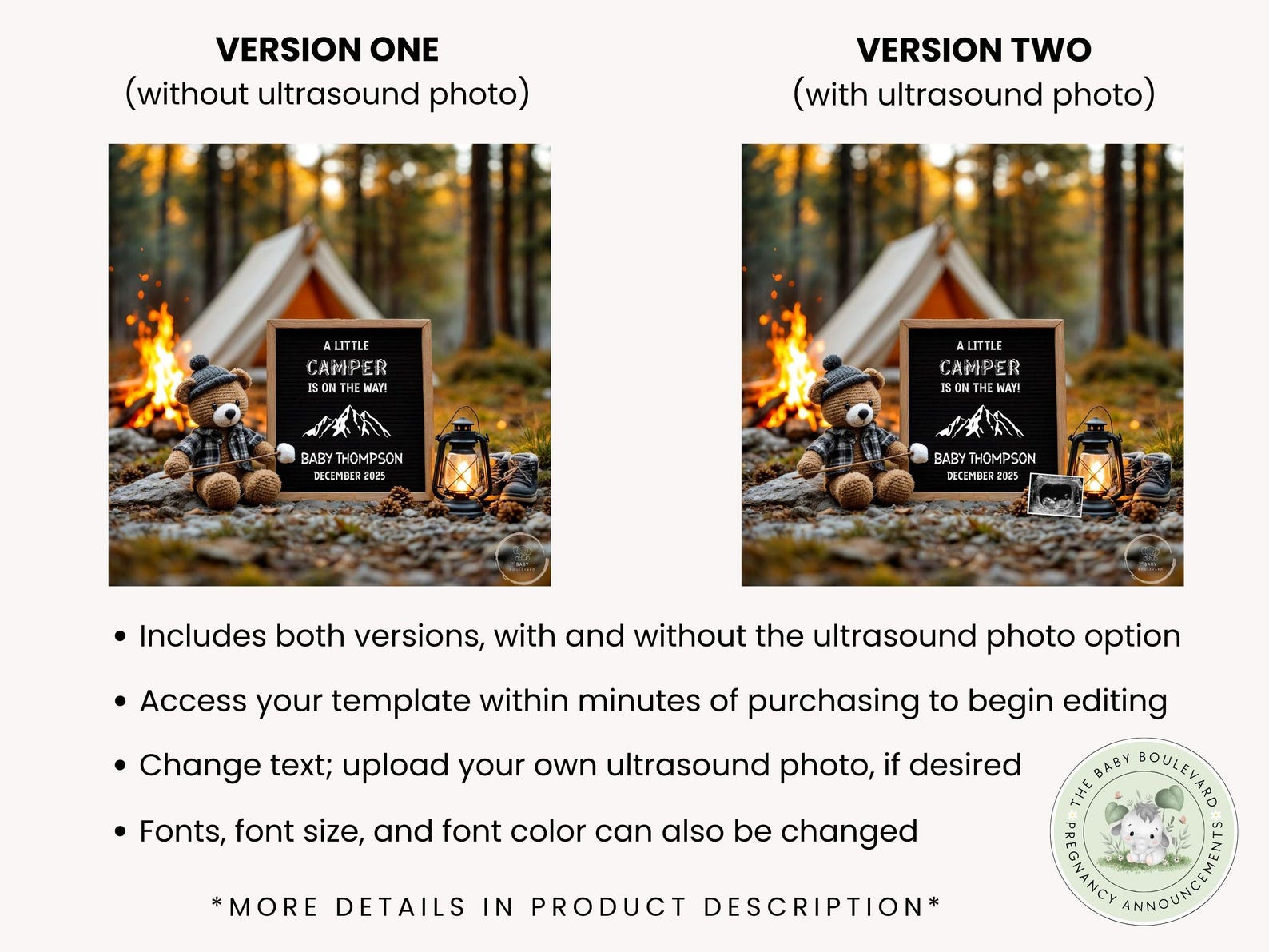 Camping Pregnancy Announcement Digital, Summer Outdoor Adventure New ...