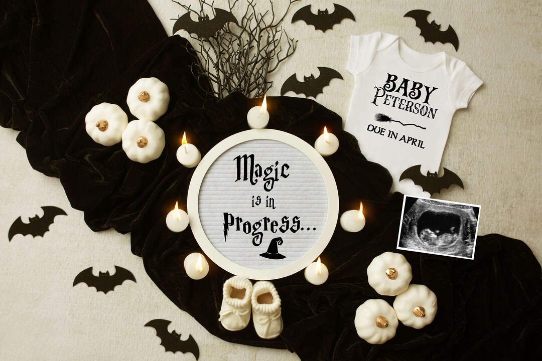 Halloween Pregnancy Announcement Digital, October Baby Reveal, Social ...