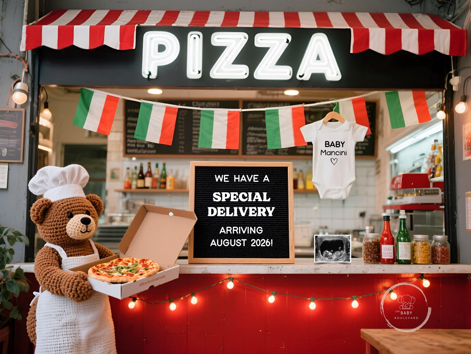 Pizza Pregnancy Announcement Digital, Italian Special Delivery Baby ...