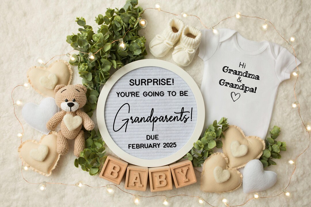Grandparents Digital Pregnancy Announcement, Editable Social Media Baby ...
