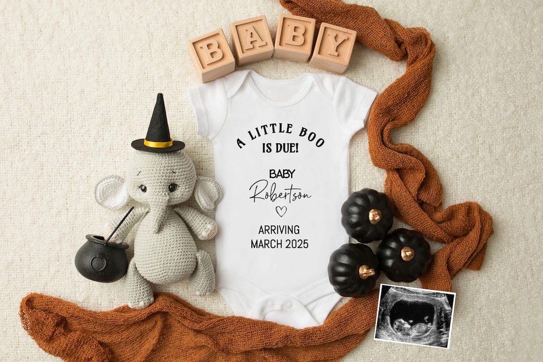 Simple Halloween Pregnancy Announcement Digital, Minimalist Baby Reveal ...