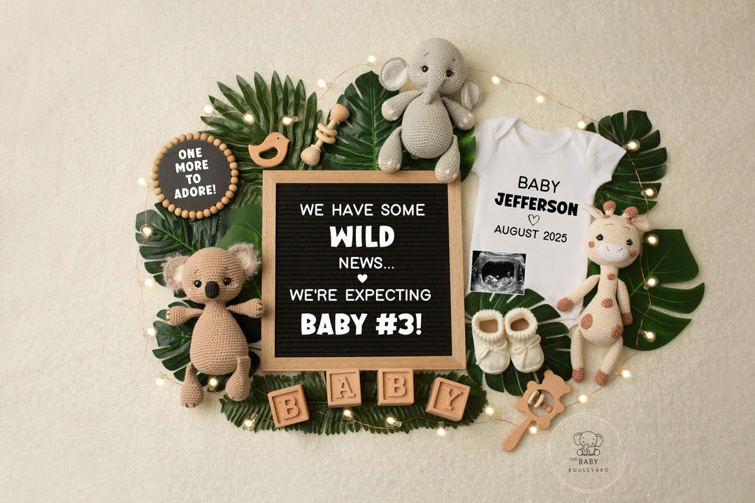Third Baby Pregnancy Announcement Digital, Number 3 Editable Template ...
