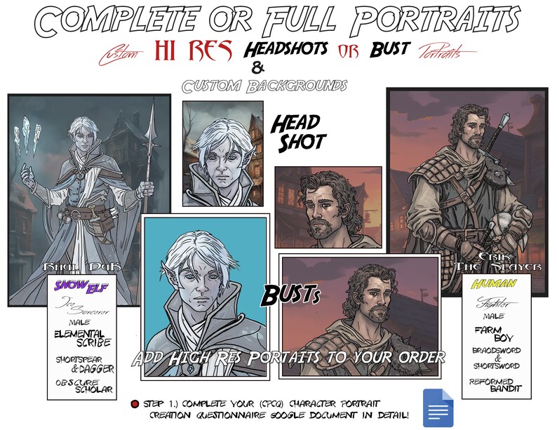 Custom Role Playing Character Portraits Fully Customized Fantasy ...