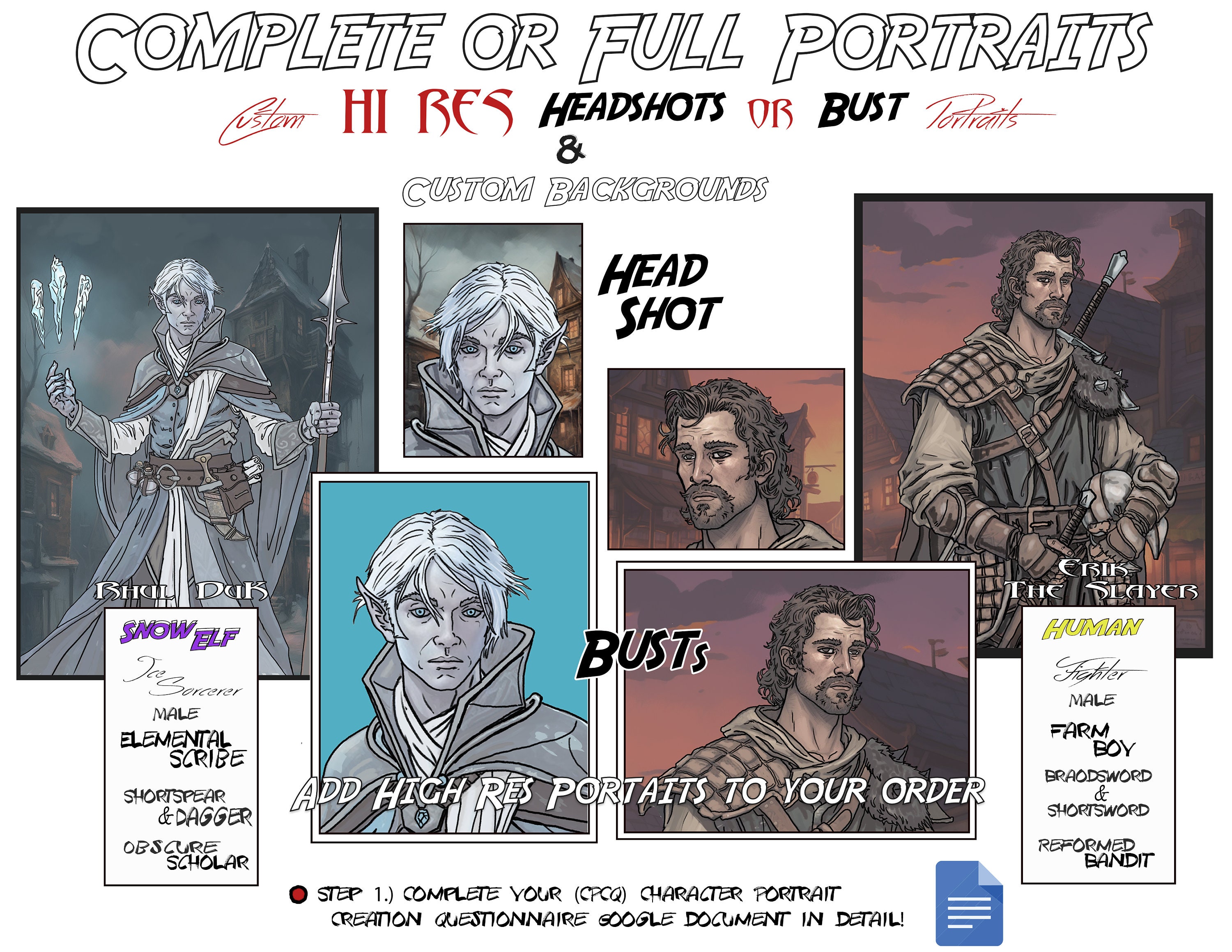 Custom Role Playing Character Portraits - Fully Customized Fantasy ...