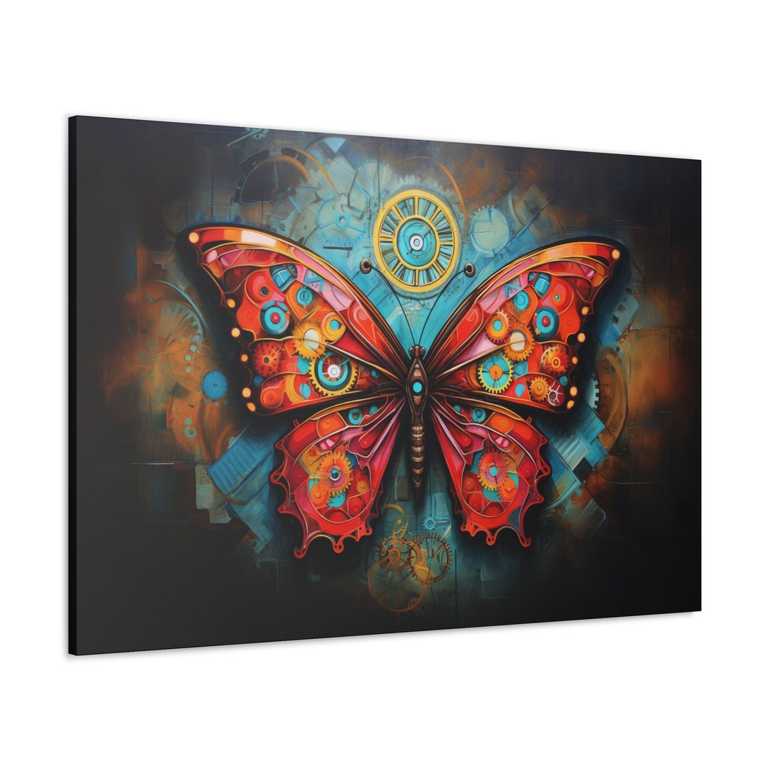 Timeless Flight - Colorful Clockwork Butterfly Canvas Print, Available ...