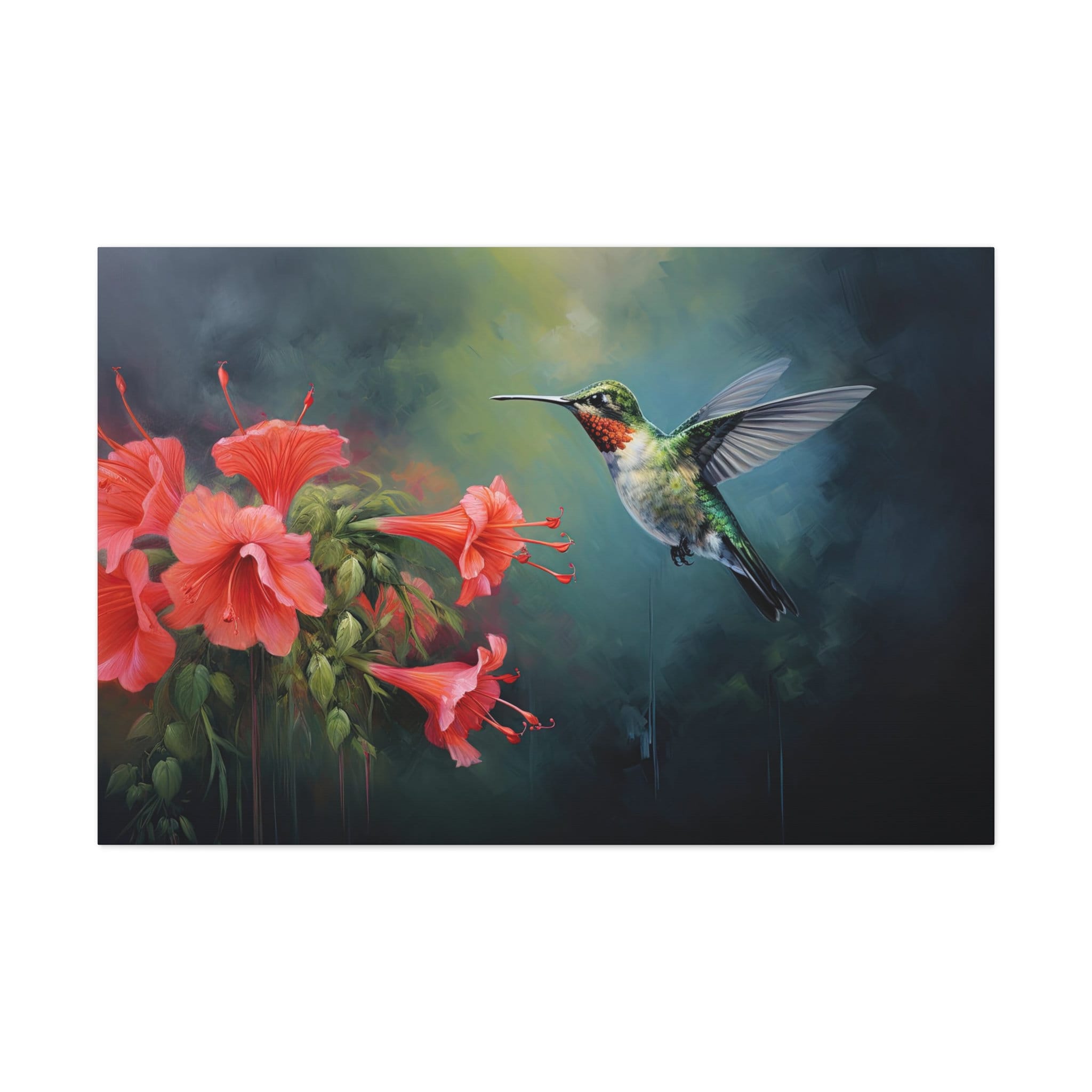 Nature's Harmony - Hummingbird Feeding on Flower Canvas Print ...