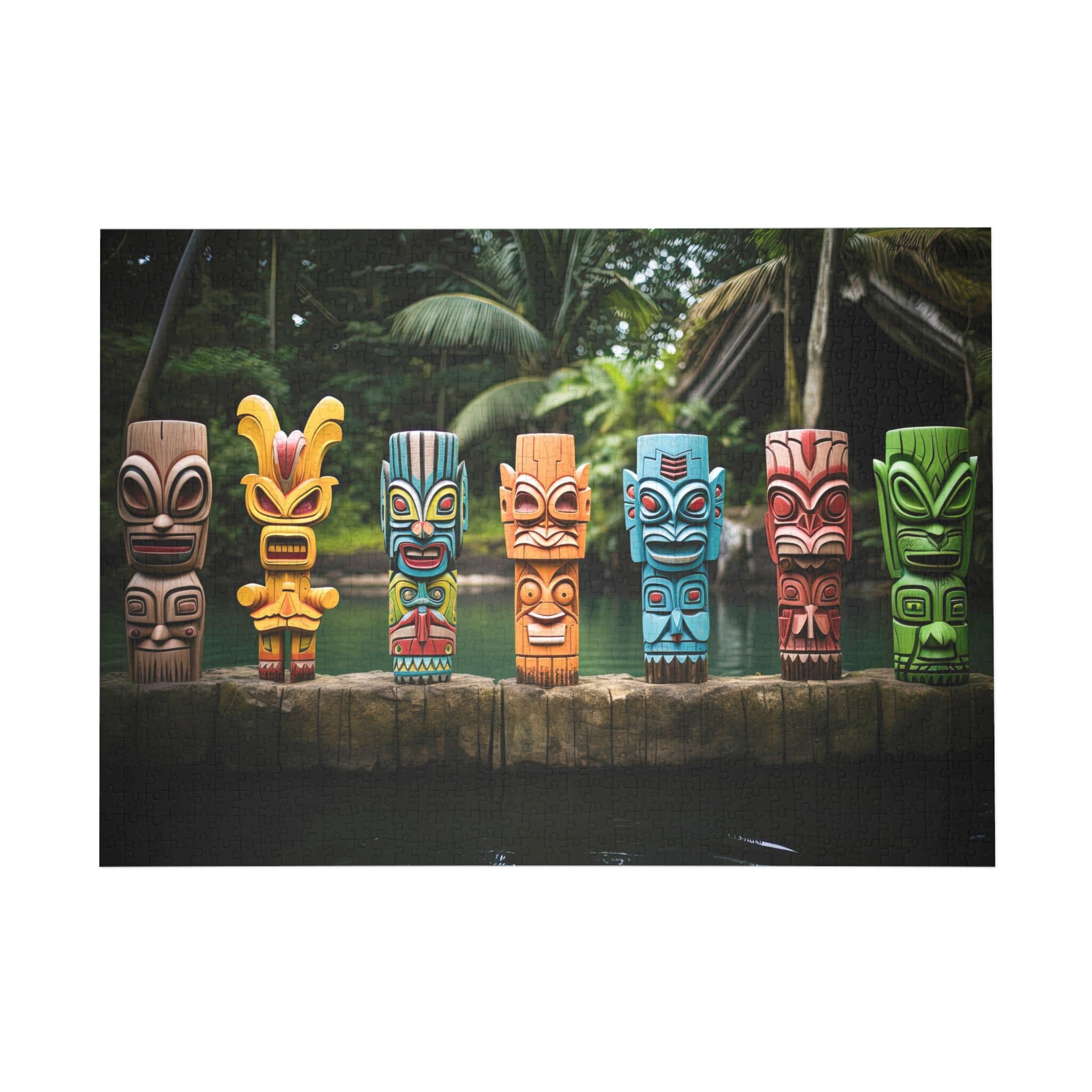 Tropical Island Tiki Totems, Polynesian-inspired Jigsaw Puzzle - Etsy