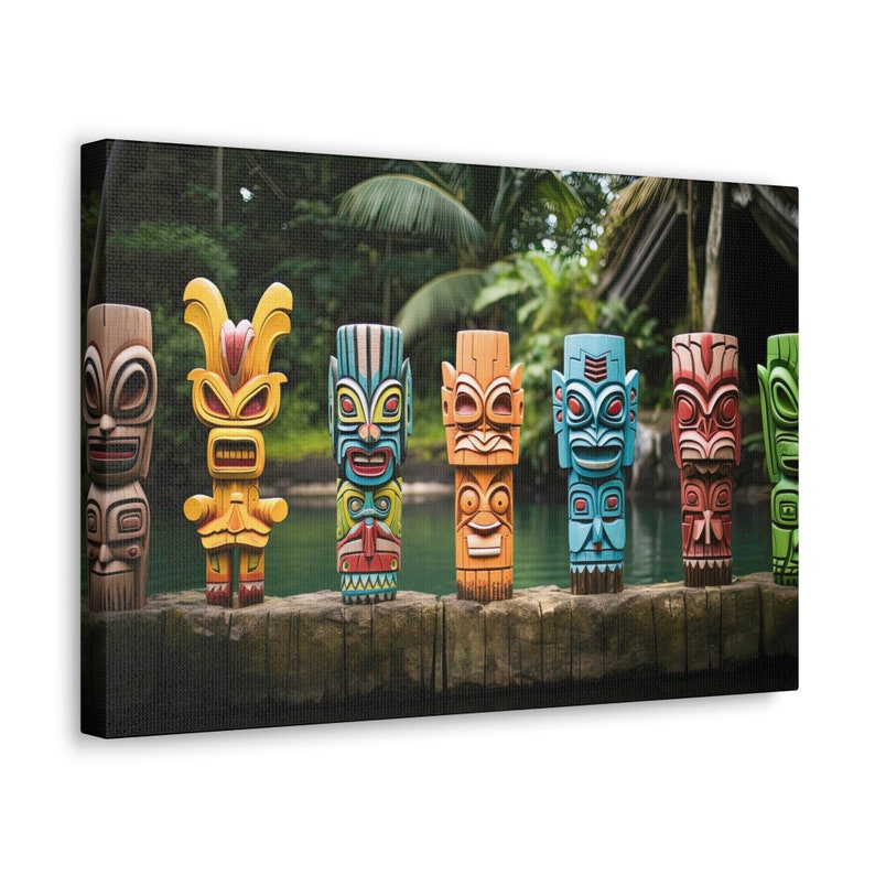 Tropical Island Tiki Totems, Inspired Polynesian Art Print, Multiple ...