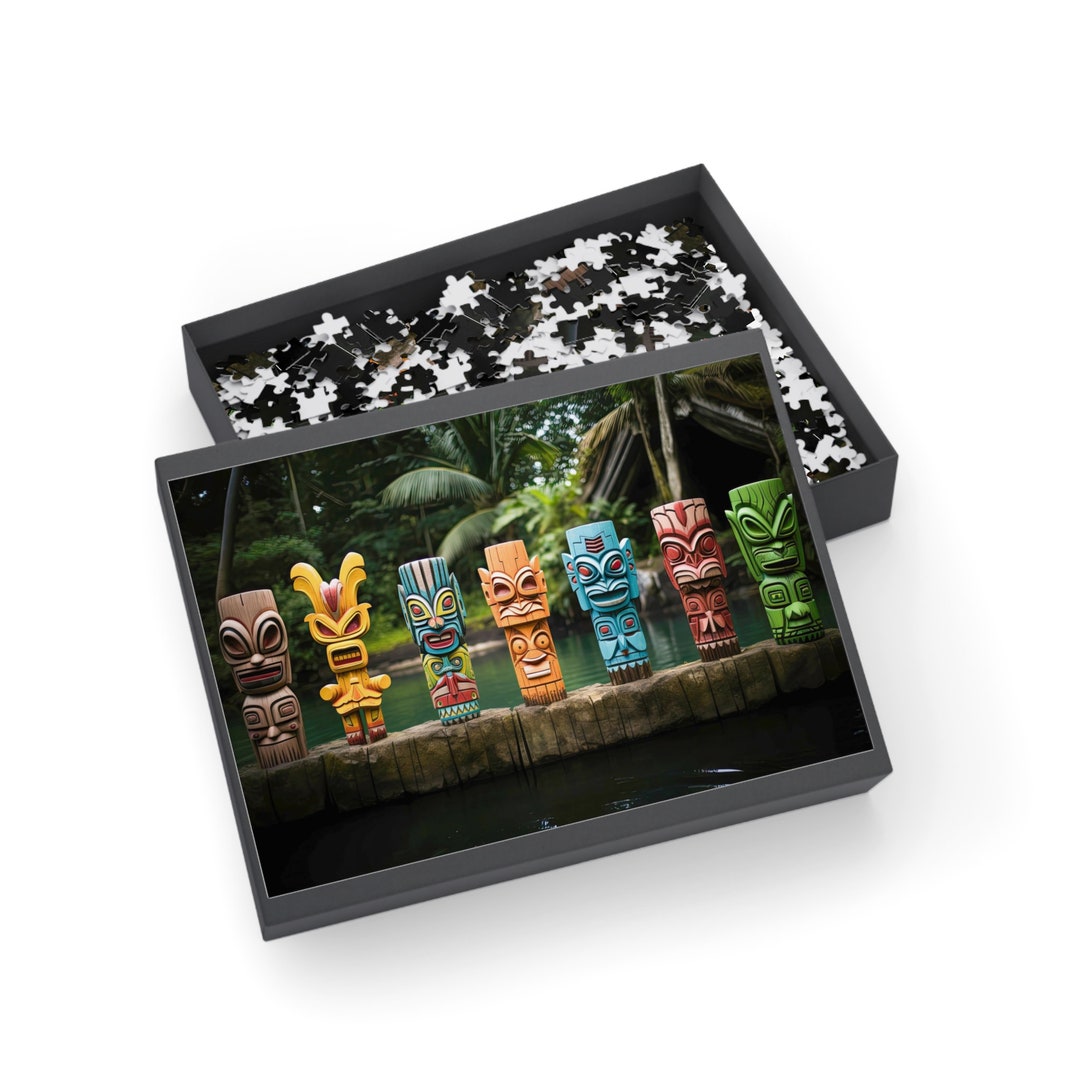 Tropical Island Tiki Totems, Polynesian-inspired Jigsaw Puzzle - Etsy