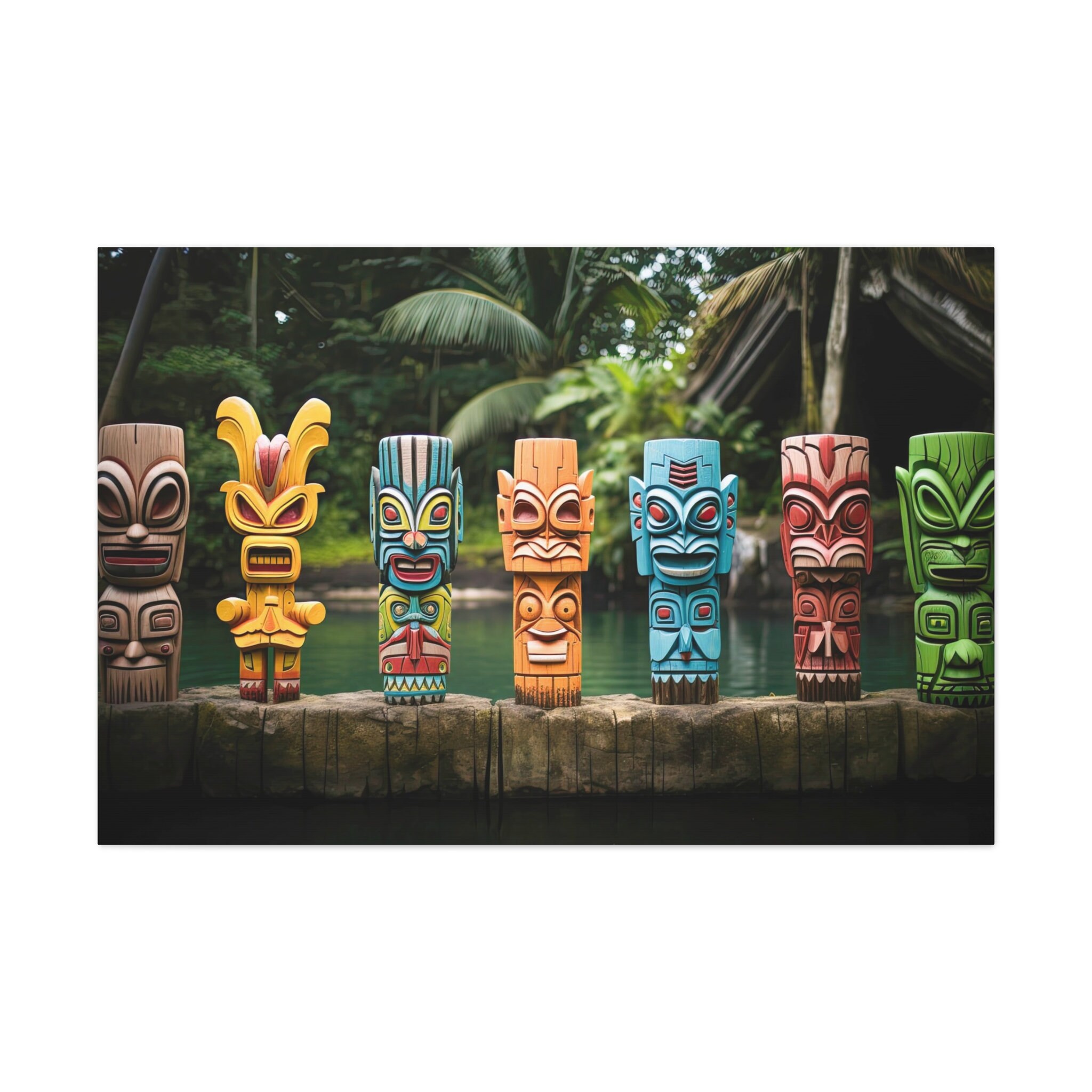 Tropical Island Tiki Totems, Inspired Polynesian Art Print, Multiple ...