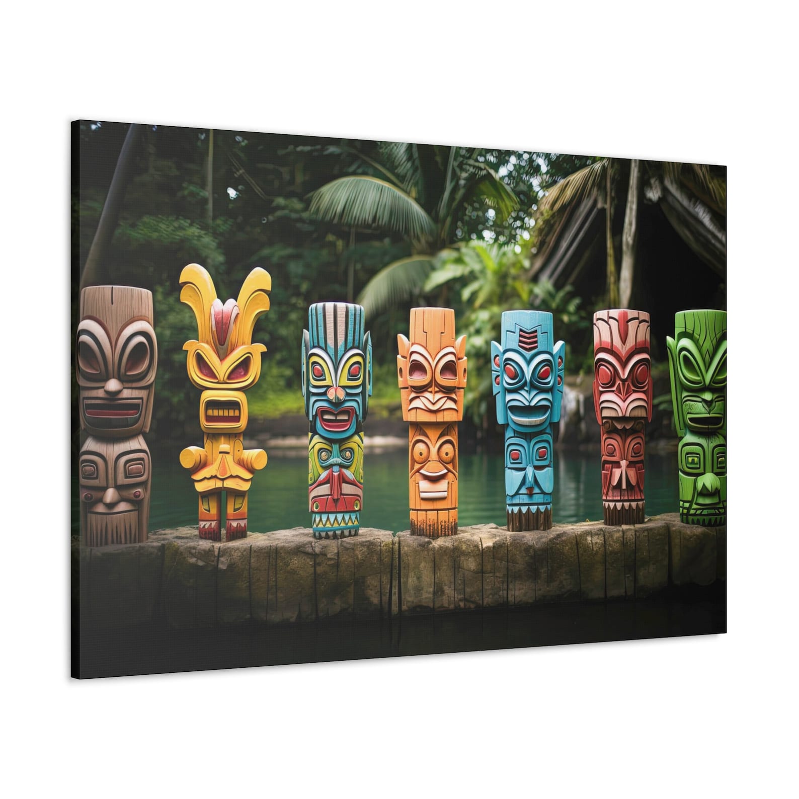 Tropical Island Tiki Totems, Inspired Polynesian Art Print, Multiple ...
