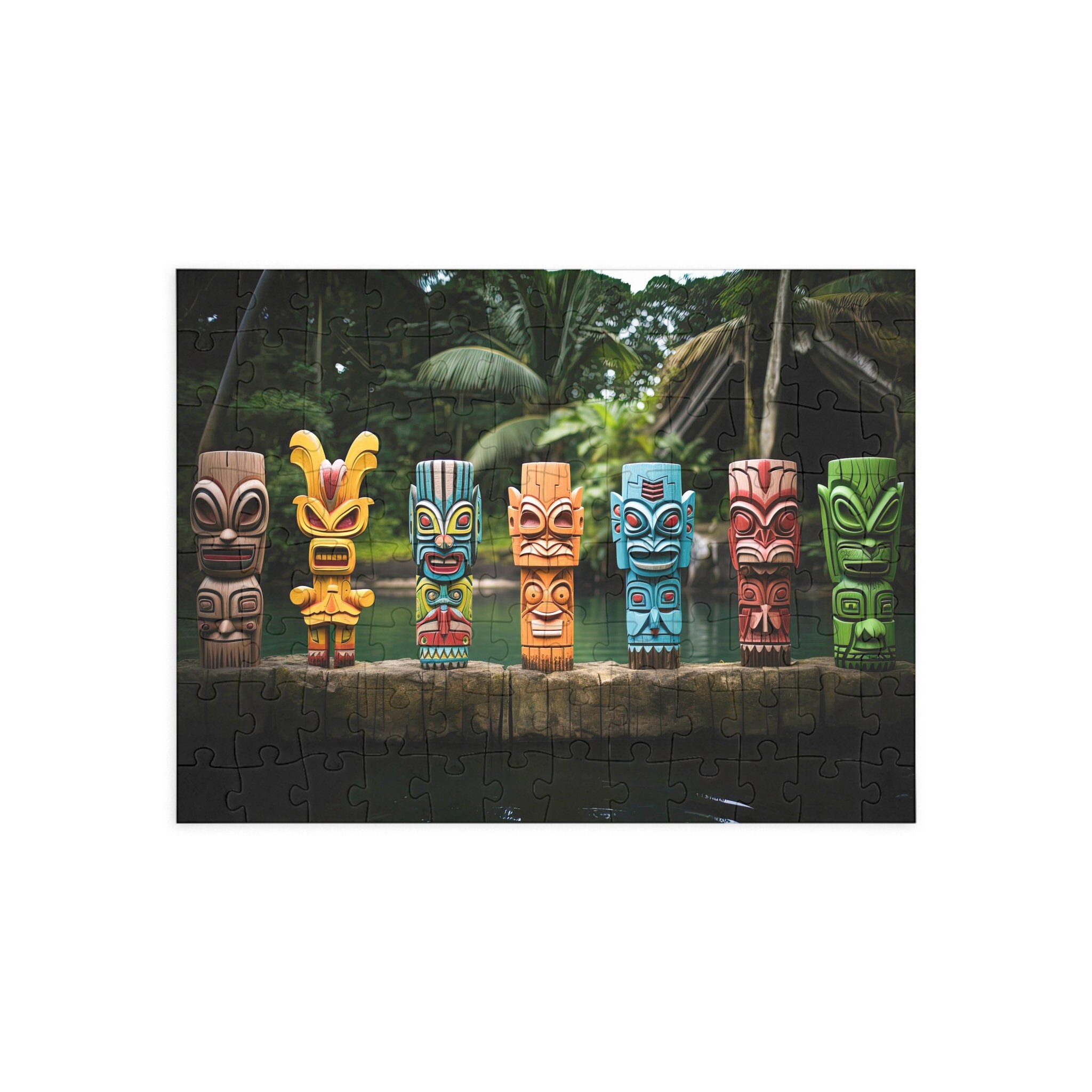 Tropical Island Tiki Totems, Polynesian-inspired Jigsaw Puzzle - Etsy