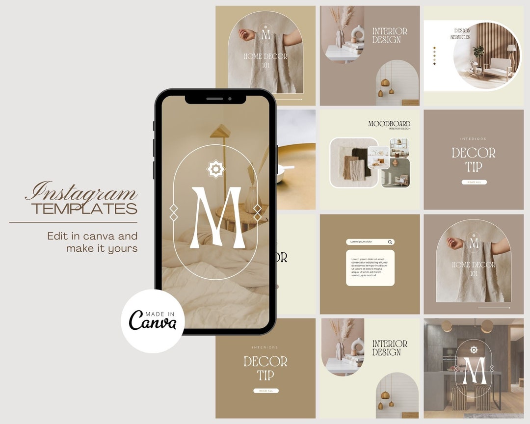 Interior Design Social Bundle Templates Editable in Canva - Etsy