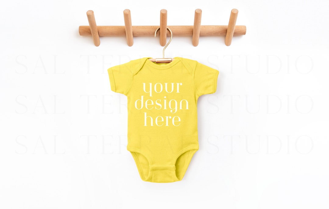 Yellow Rabbit Skins Onesie 4400 Mockup | Rabbit Skins Baby Mockup ...