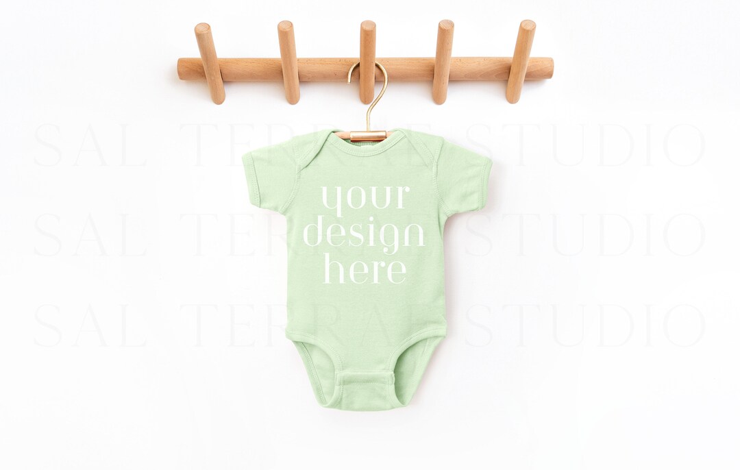 Mint Rabbit Skins Onesie 4400 Mockup | Rabbit Skins Baby Mockup ...