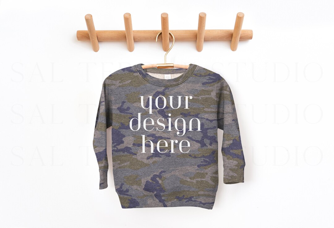 Vintage Camo Rabbit Skins 3317 BACK of Sweatshirt Mockup | Vintage ...