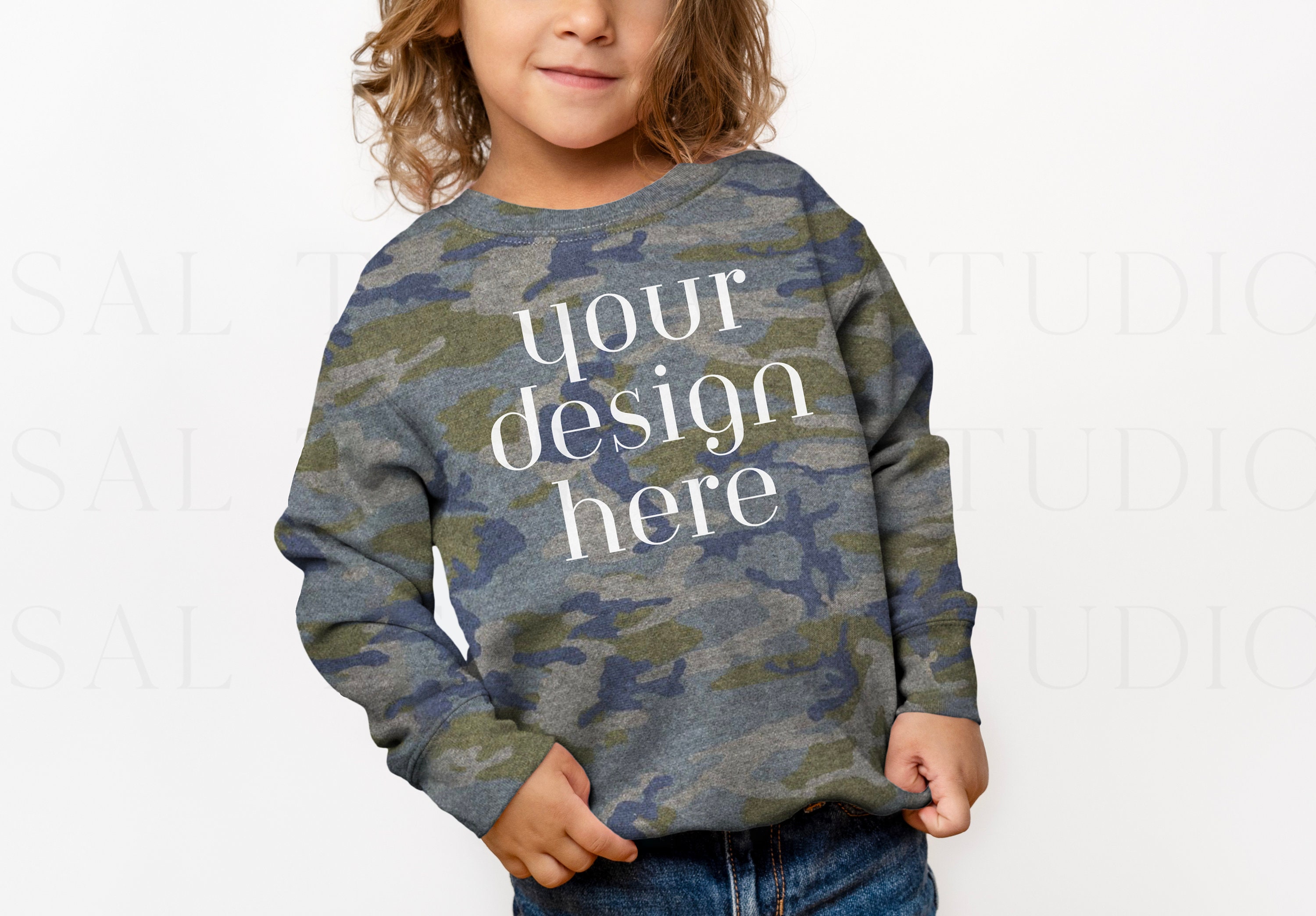 Vintage Camo Rabbit Skins 3317 Sweatshirt Mockup | Kids Sweatshirt ...