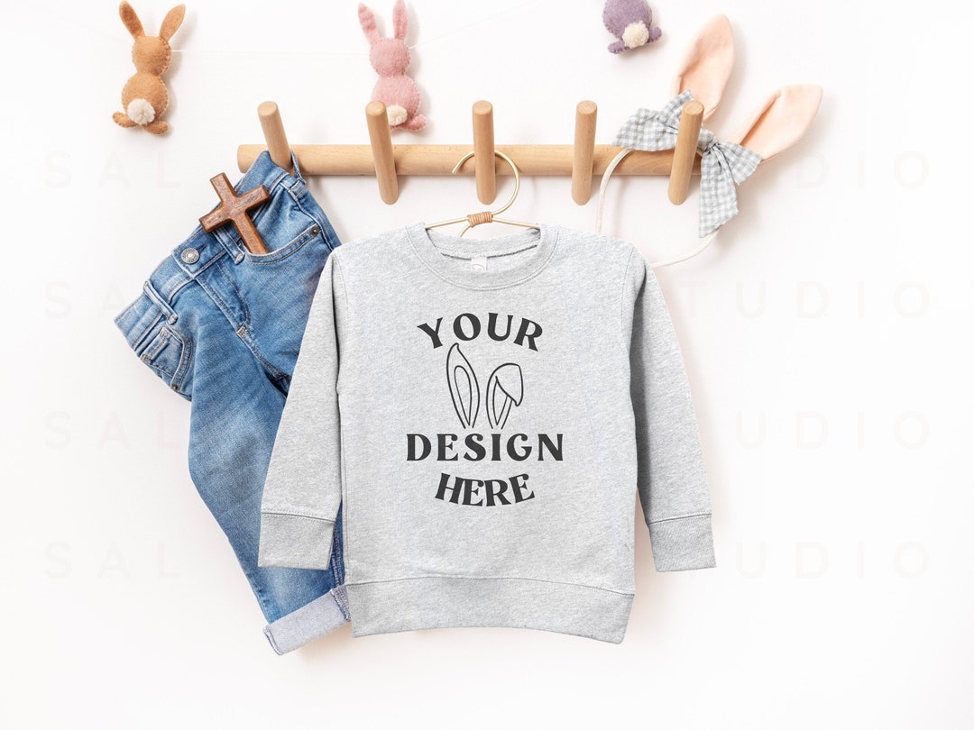 Heather Rabbit Skins 3317 Sweatshirt Mockup Kids Easter Sweatshirt ...