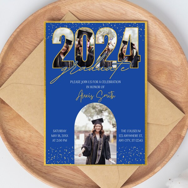 Blue Graduation Invitation - Etsy