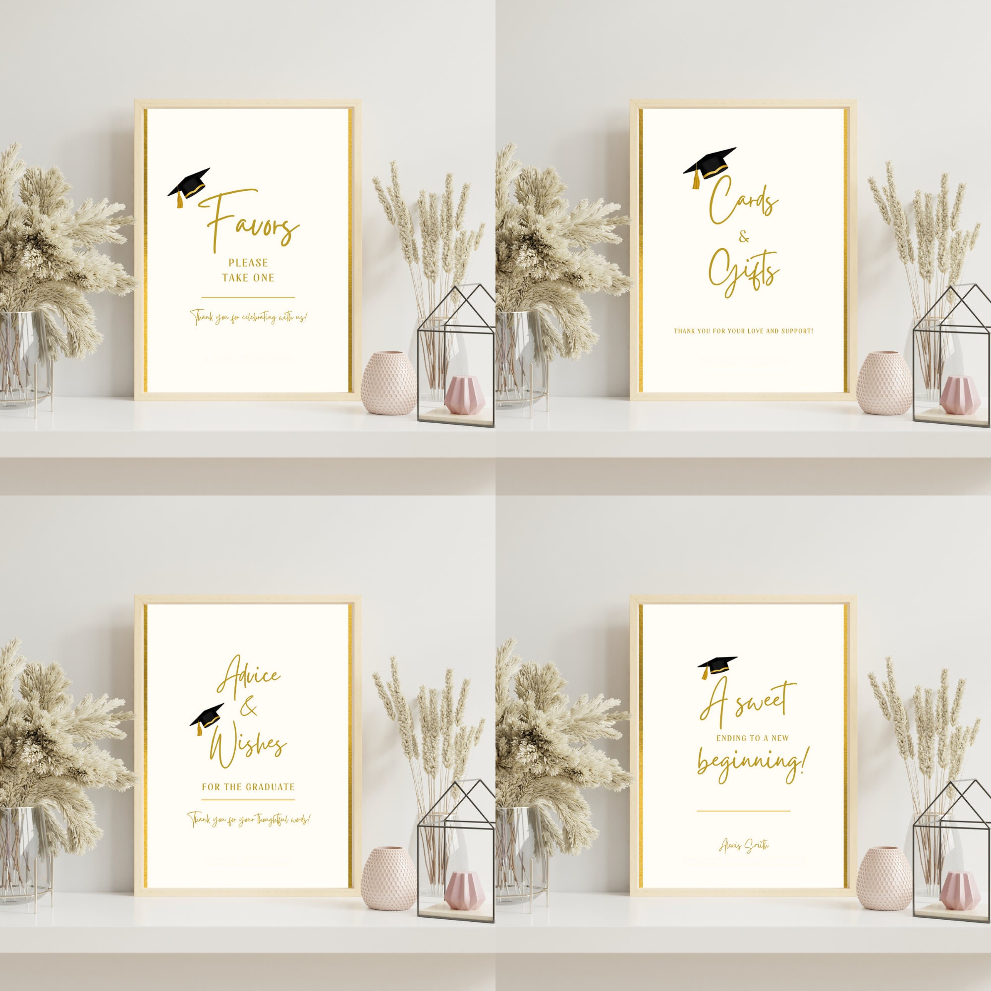 Graduation Sign Printable Bundle Editable Graduation Welcome Sign Sweet ...