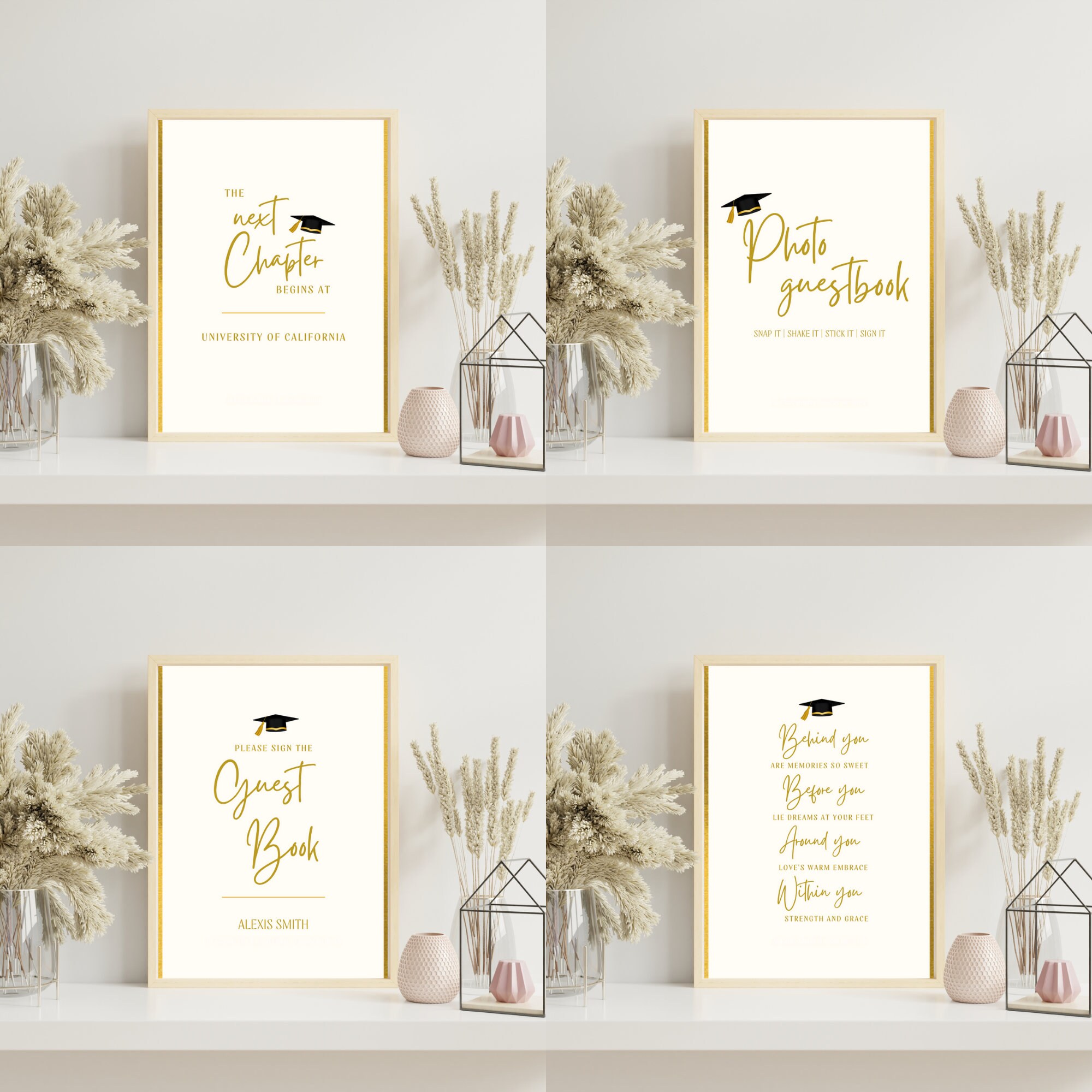 Graduation Sign Printable Bundle Editable Graduation Welcome Sign Sweet ...