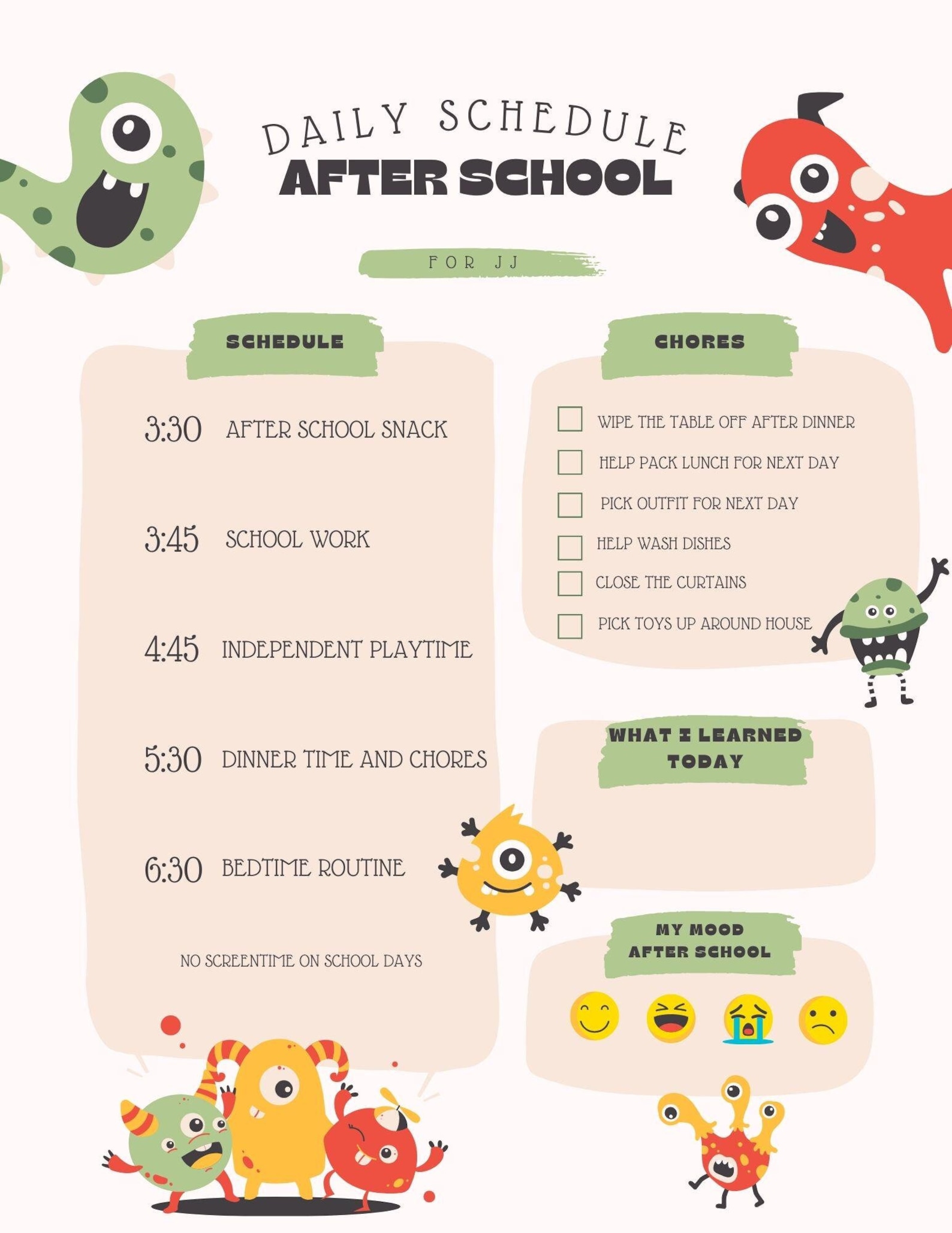 Customizable Daily Kids Schedule: Keep Your Day on Track! - Etsy