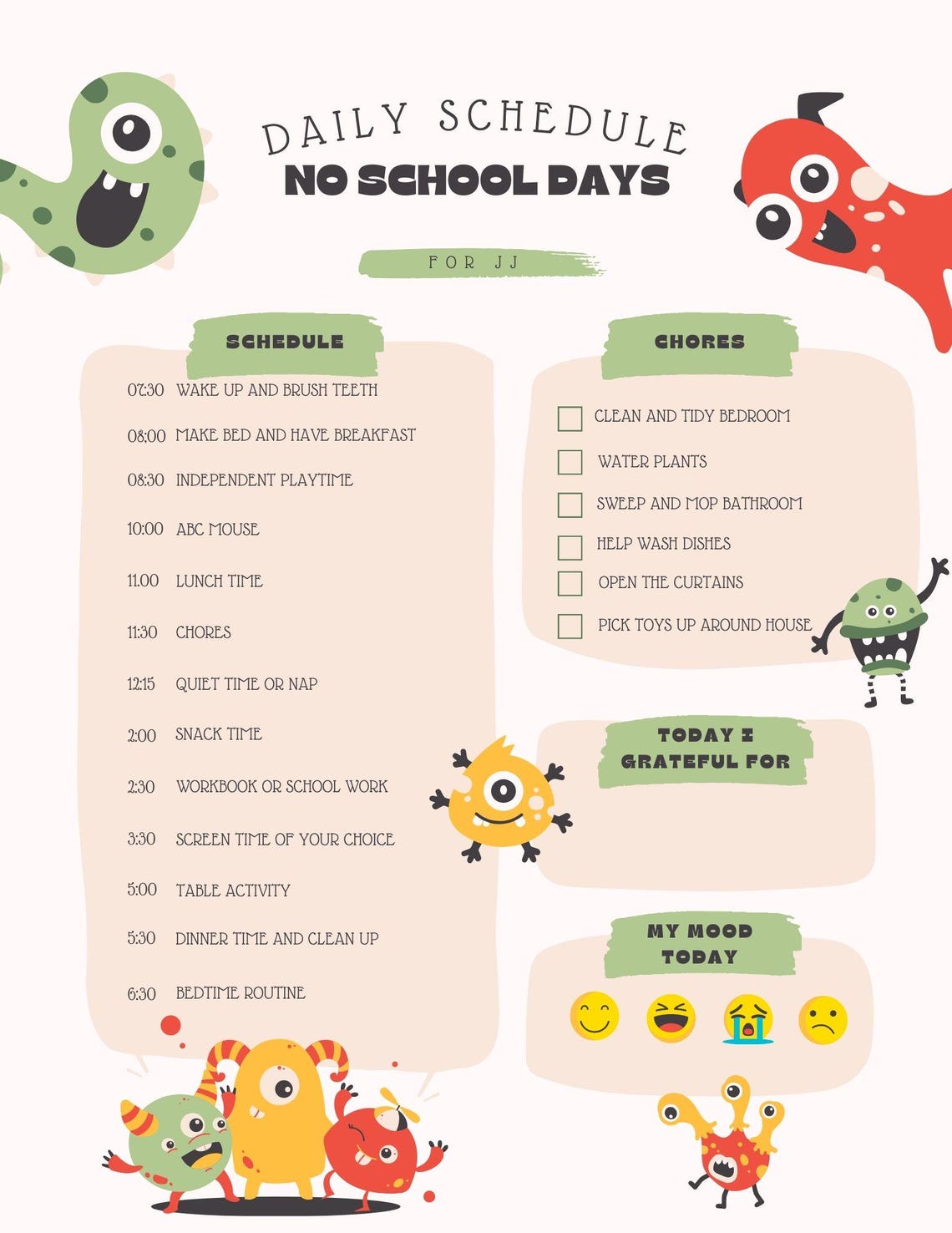 Customizable Daily Kids Schedule: Keep Your Day on Track! - Etsy