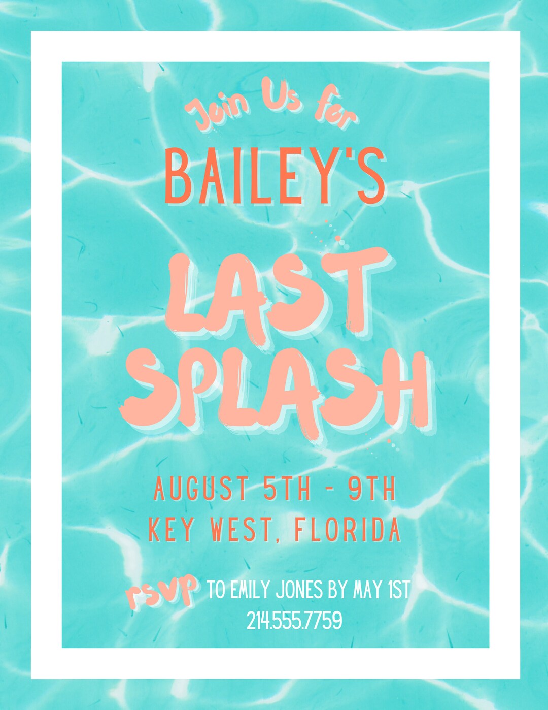 Last Splash Bach Bash! Custom Signage - Etsy