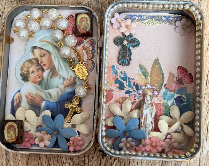 Pocket Prayer Shrine Holy Mother the Virgin Mary, Altered Altoid Tin ...