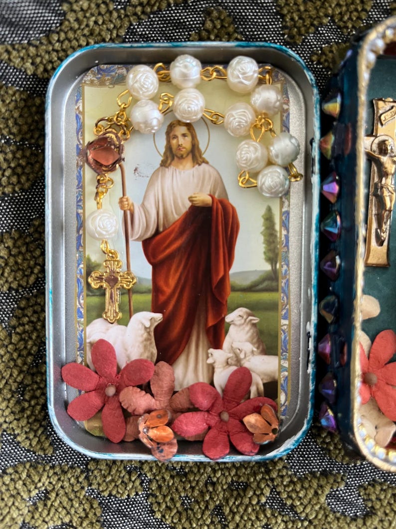 Pocket Prayer Shrine Holy Jesus Lord and Savior Praying Jesus, Altered ...