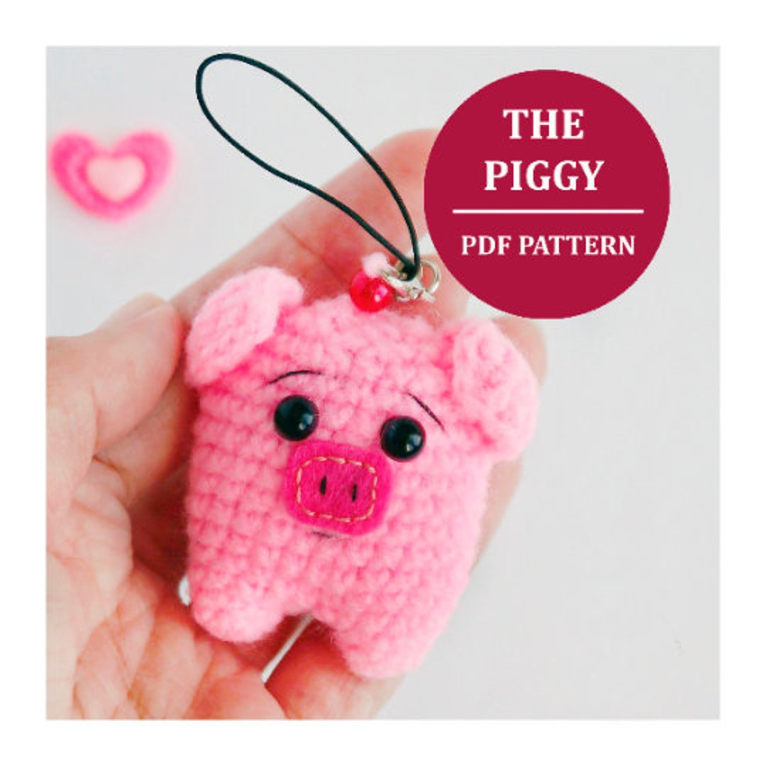 Crocheted Pig Amigurumi, Pig Brooch, Pig Keychain, Small Pig, Small Toy ...