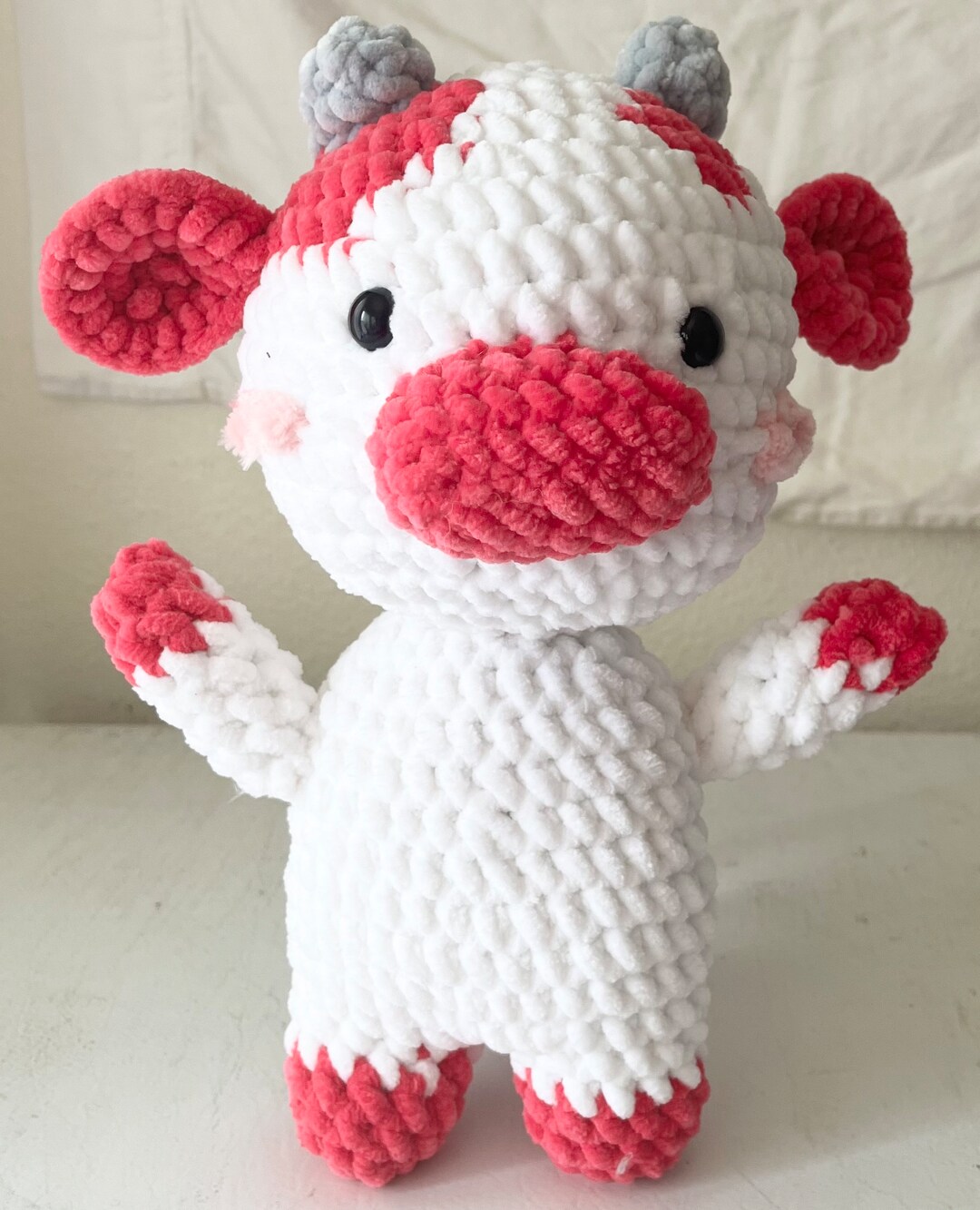 Crochet Pink Cow Plushie - Etsy