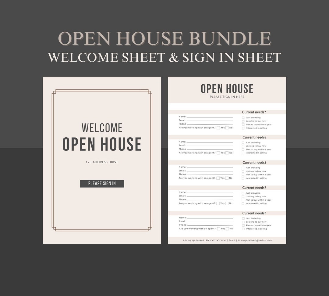 Editable Open House Sign in Sheet Real Estate Marketing Instant ...