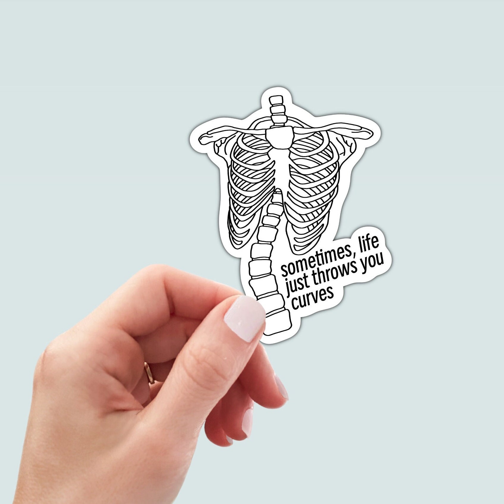 Life Throws You Curves Scoliosis Awareness Curved Spine Sticker Spinal ...