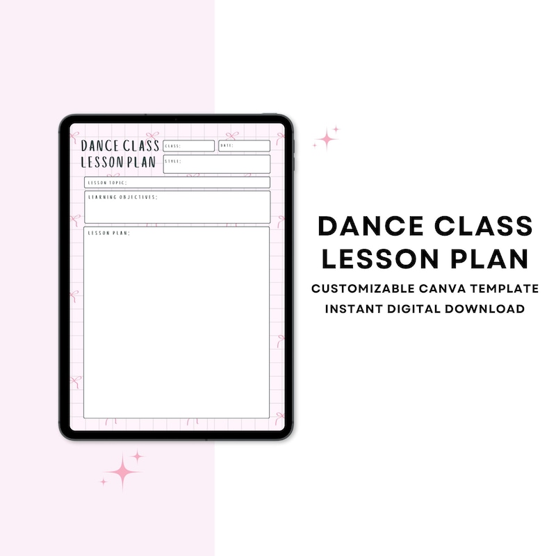 Lesson Plan Dance Template - Etsy