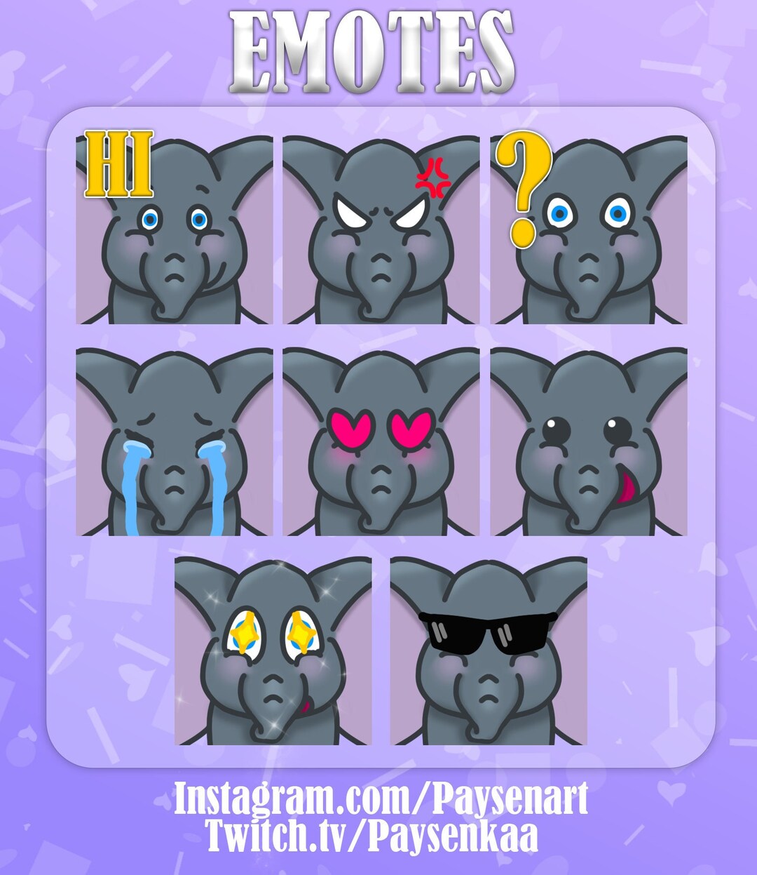 Elephant Emotes for Twitch Etc.. - Etsy