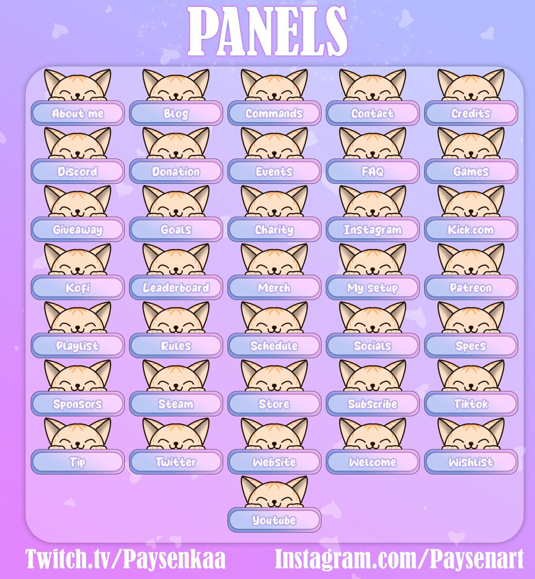 Cute Cat Panels for Twitch - Etsy