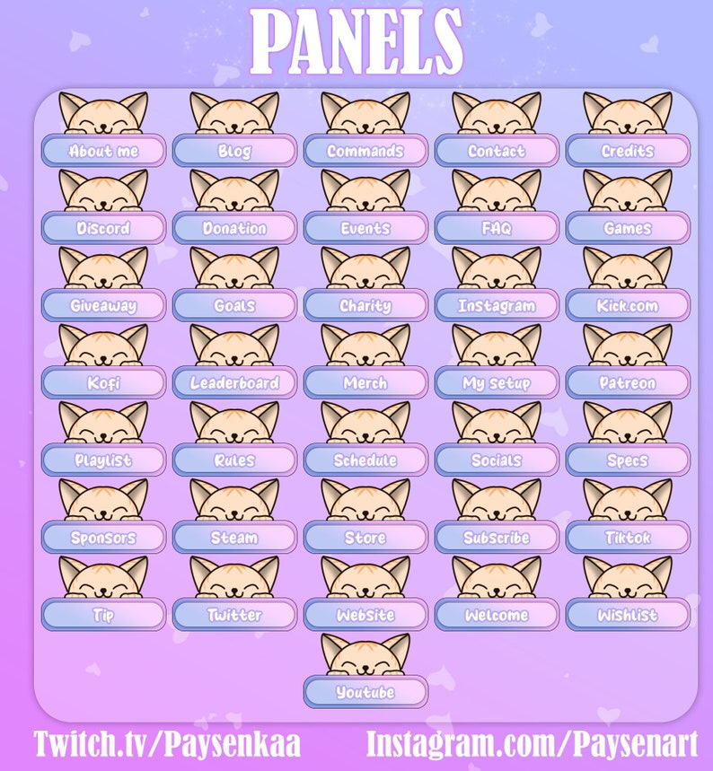 Cute Cat Panels for Twitch - Etsy