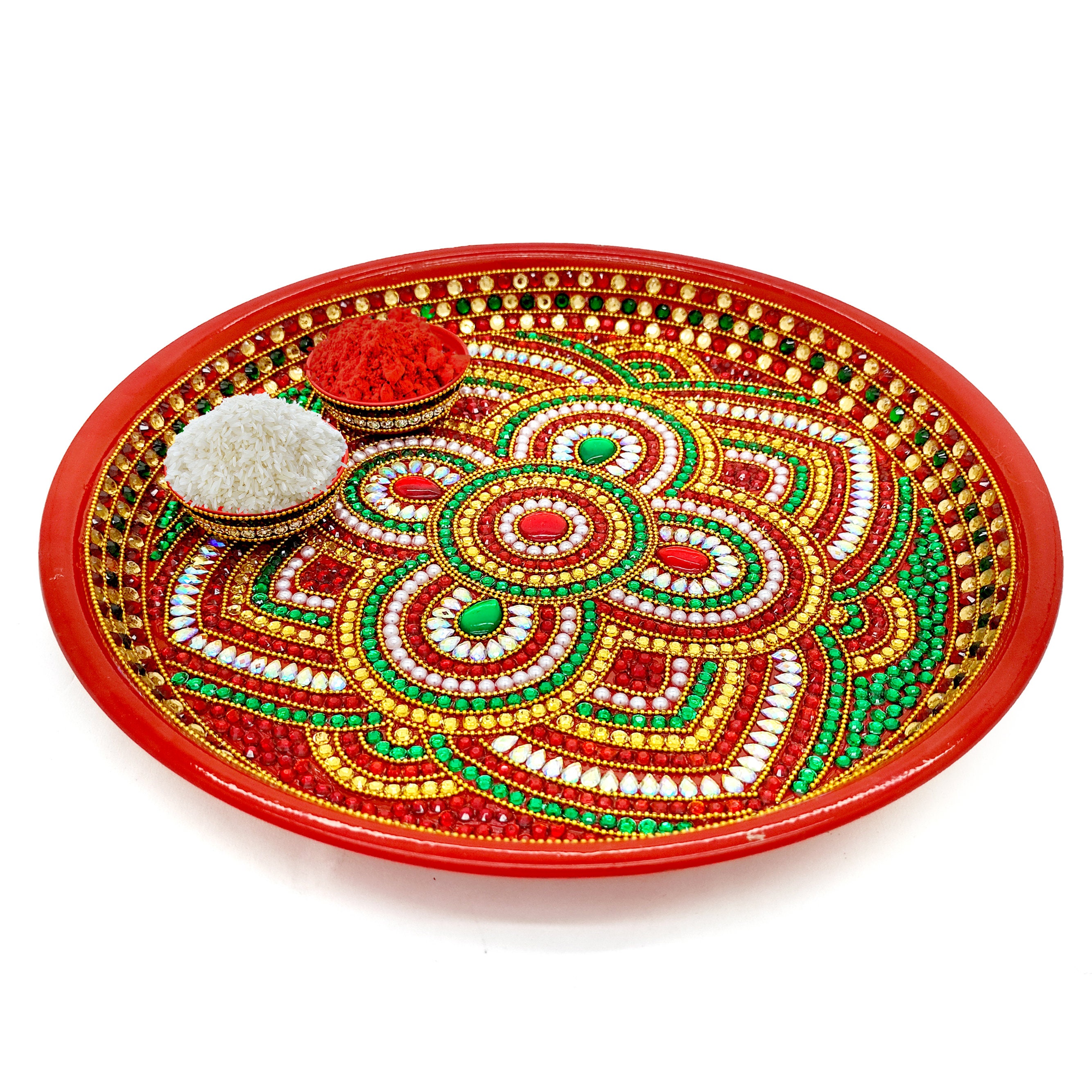Colorful Pooja Aarti for Home, Diwali Pooja Thali Set,groom-bride ...