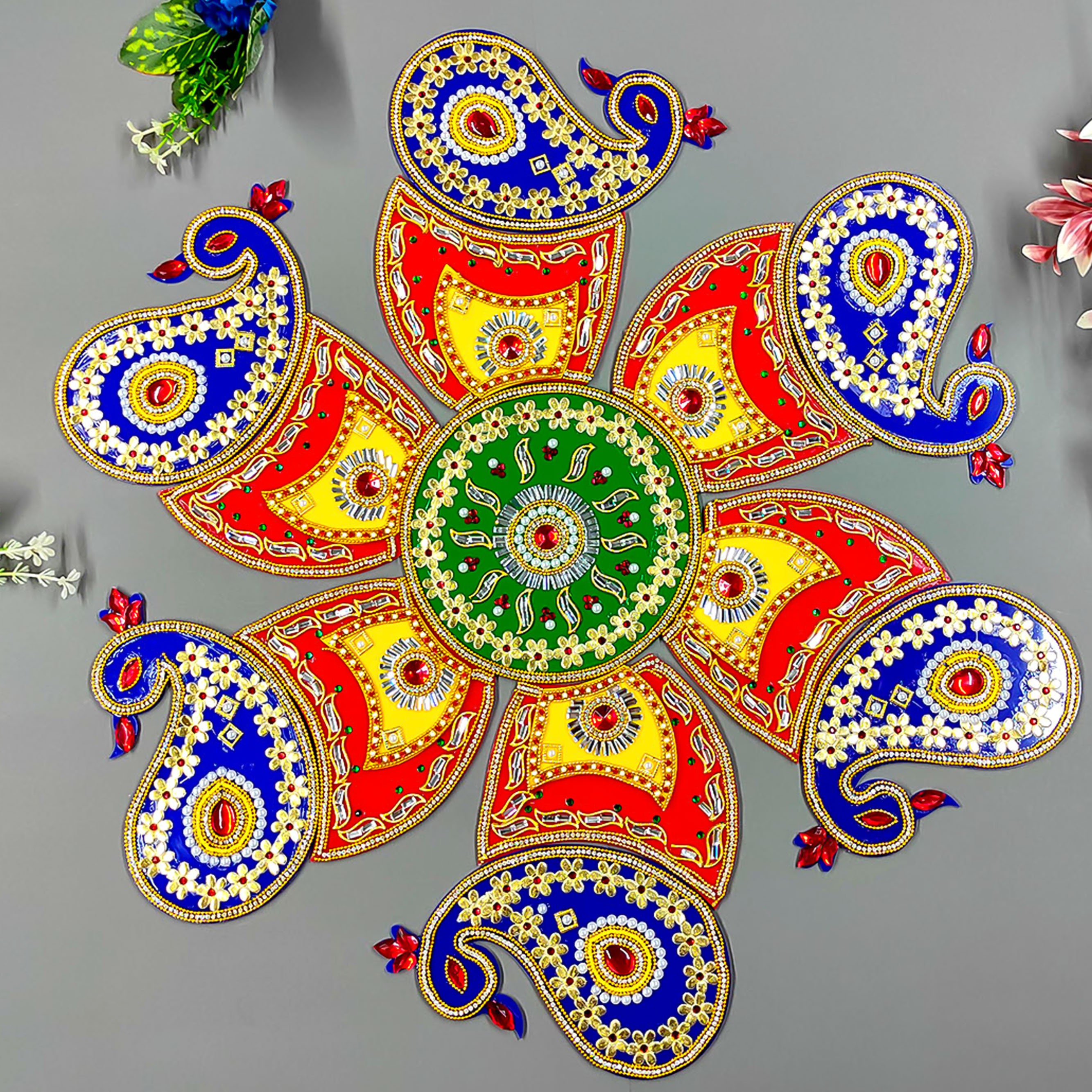 Rangoli Arts Ethnic Acrylic Shape Rangoli Set for Home and Temple Decor ...