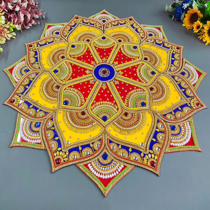 Rangoli Arts Ethnic Acrylic Shape Rangoli Set for Home and Temple Decor ...