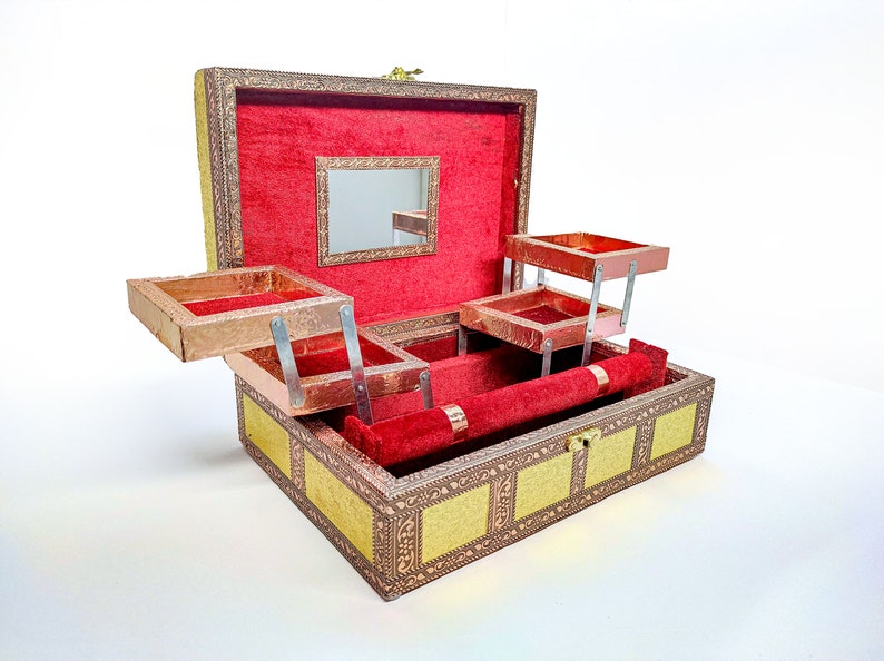 Antique Look Oxidised Meenakari Work Jewelry Box, Dulhan Gift, Vanity ...