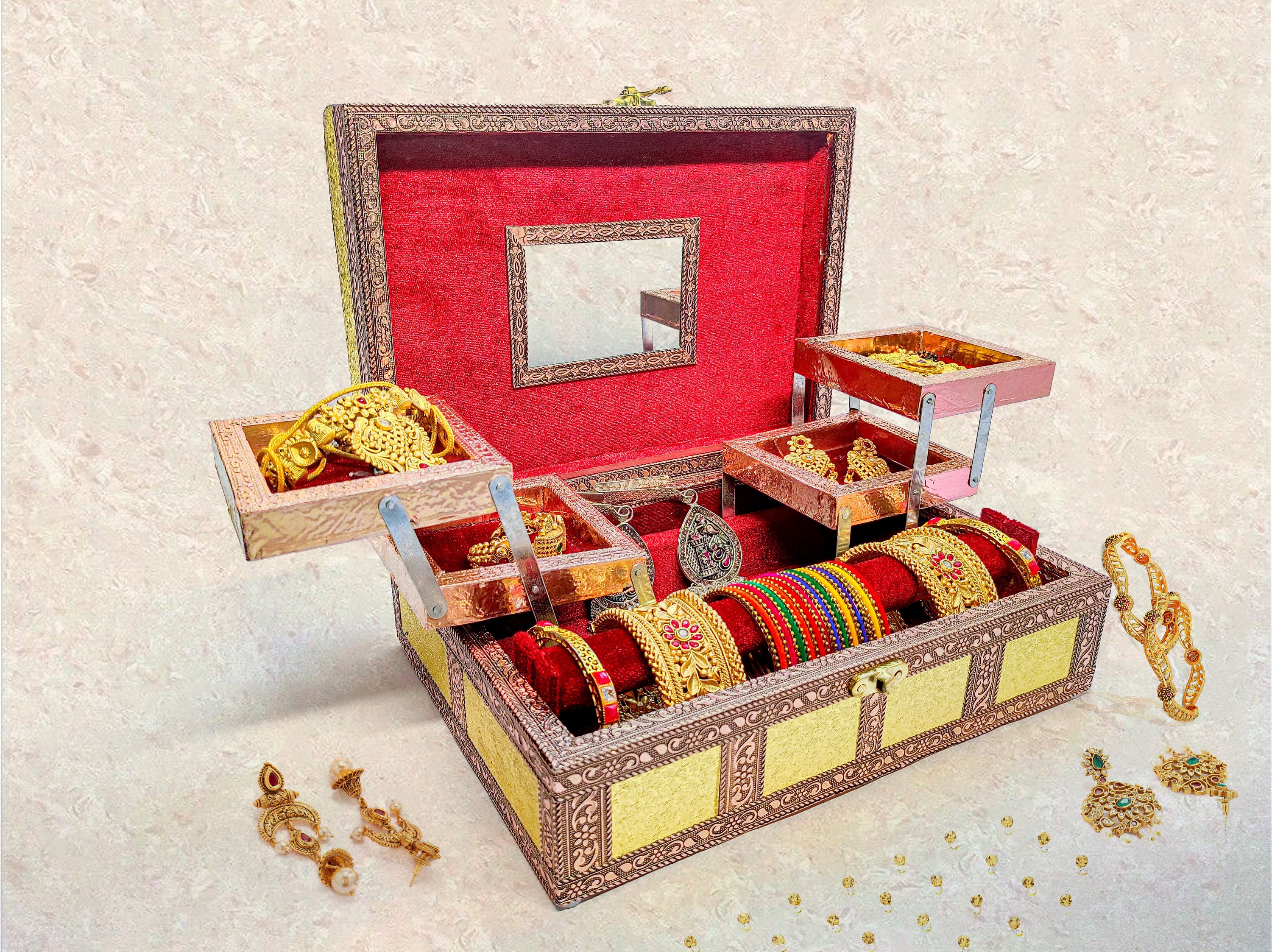 Antique Look Oxidised Meenakari Work Jewelry Box, Dulhan Gift, Vanity ...