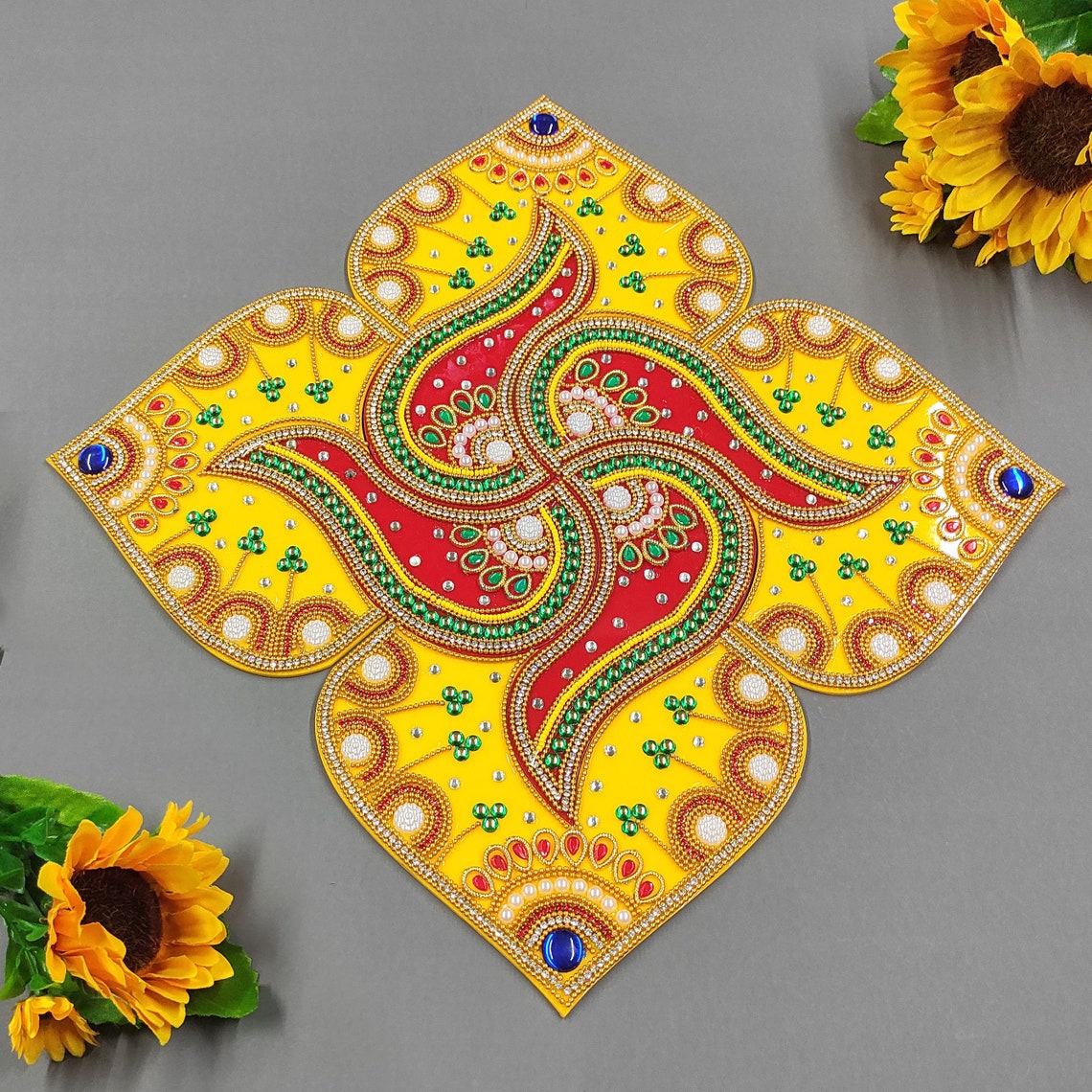 Swastik Shape Rangoli Set,handmade Acrylic Rangoli for Home and Temple ...
