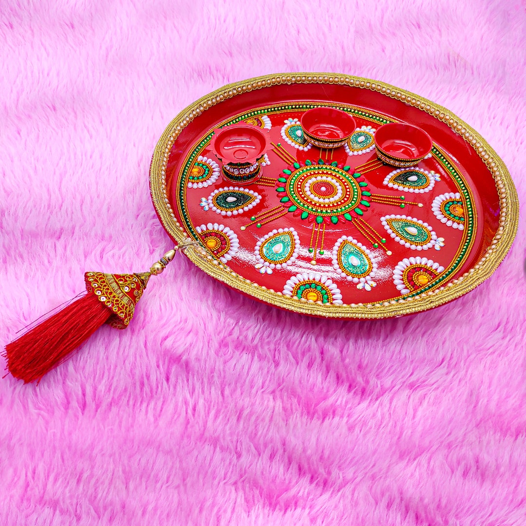 Vinayak K Colorful Pooja Aarti for Home, Diwali Pooja Thali Set,groom ...