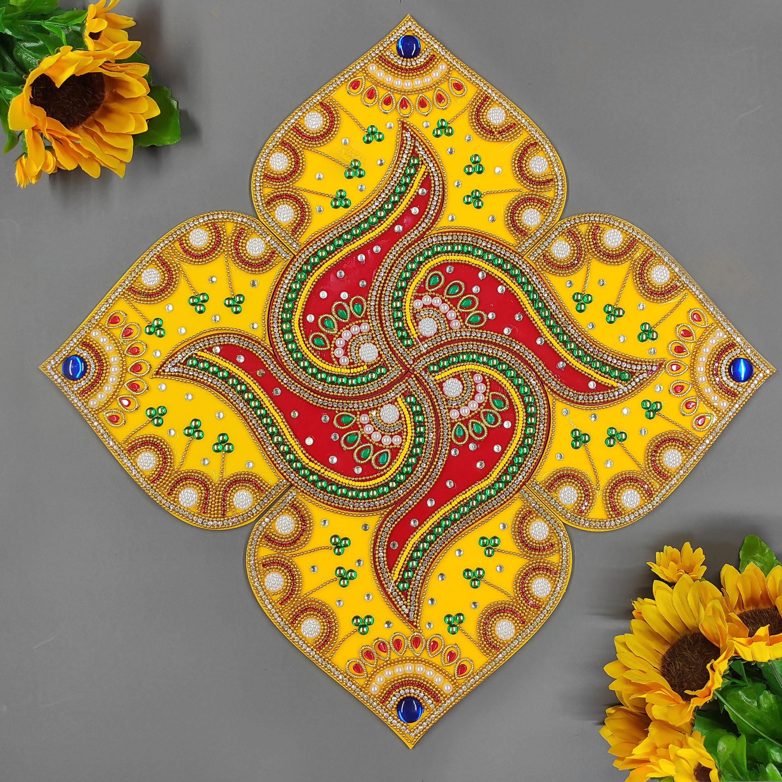 Swastik Shape Rangoli Set,handmade Acrylic Rangoli for Home and Temple ...