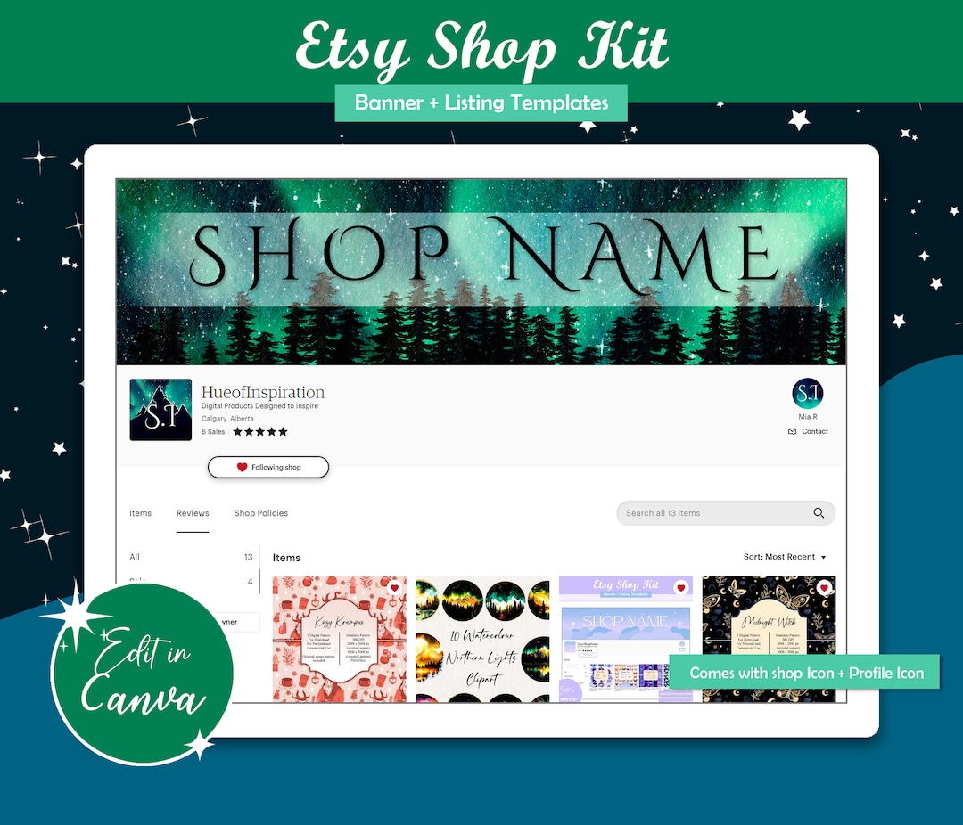 Etsy Shop Banner Templates Etsy Branding Kit Editable - Etsy