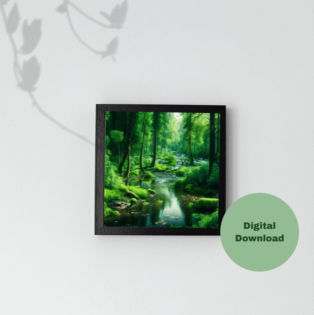 Green Nature Inspired Forest Print for Nature Lovers Tropical ...