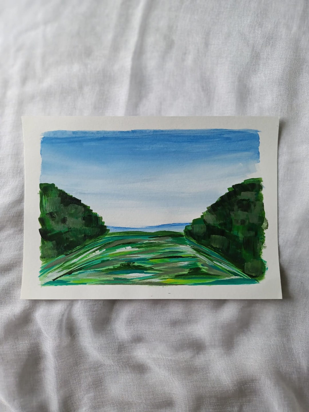 Impressionism Acrylic Landscape Painting on A5 Size Cold Pressed 300gsm ...
