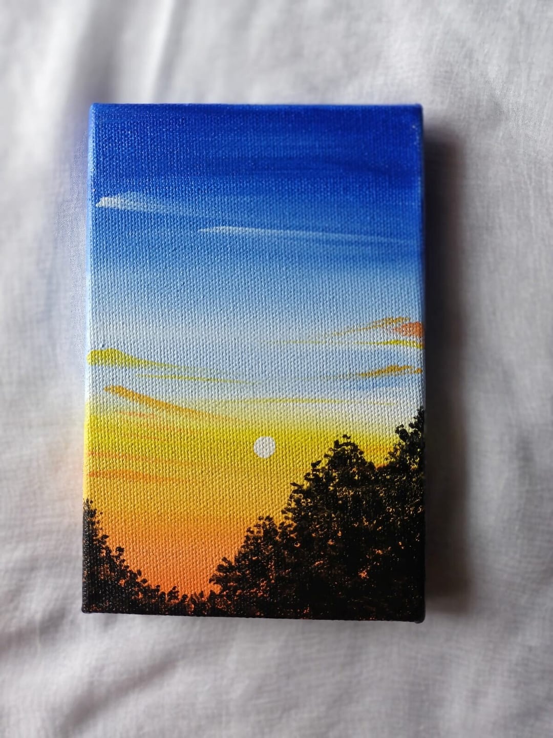 Sunrise Skyscape Warm Acrylic Painting on 4x6 Inch Pre - Etsy